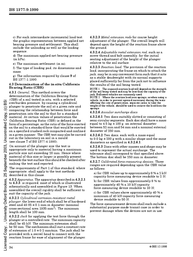 2 - BS1377-9 - 1990 Clause 4.3 | PDF | Force | Mechanical Engineering