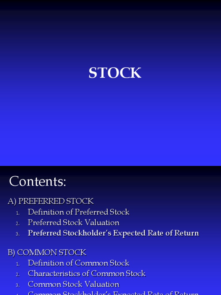 Chap3 - Stock Valuation | PDF | Preferred Stock | Stocks