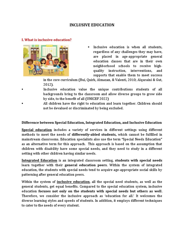 Inclusive Education for Students with Disabilities | PDF | Inclusion ...