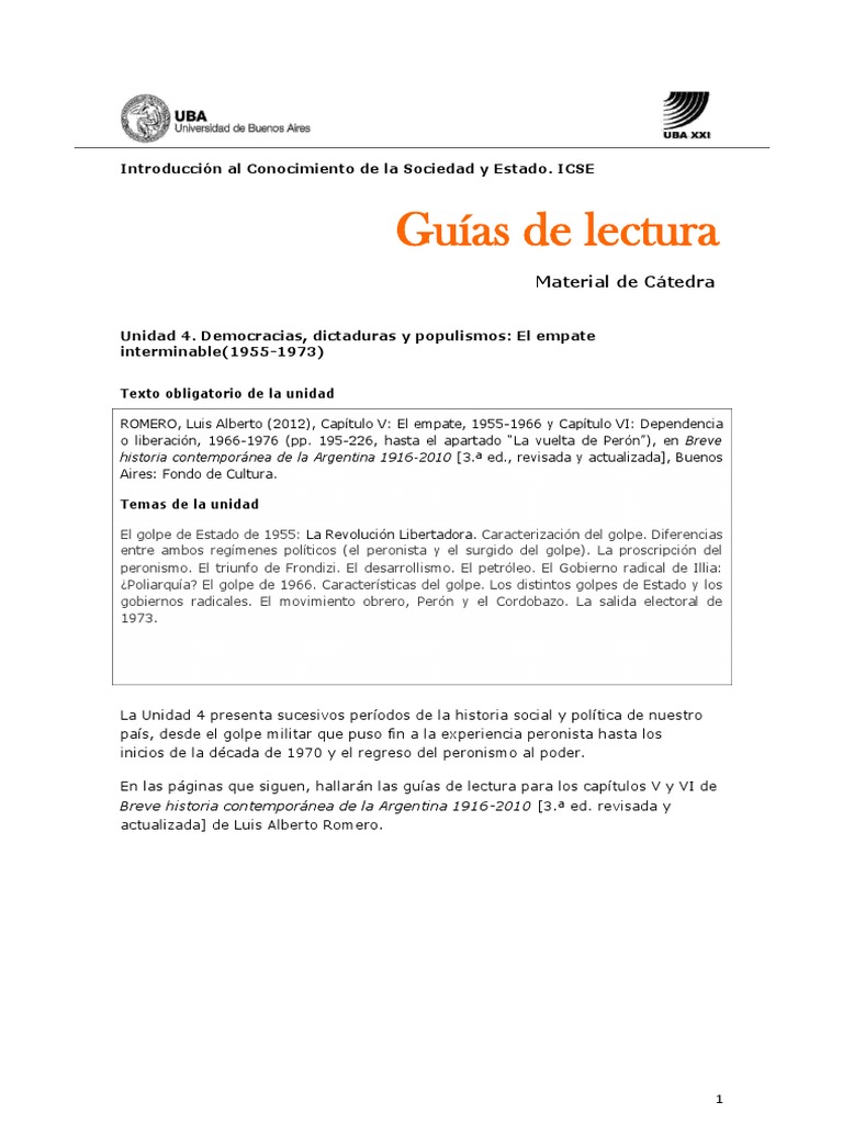 Icse Guia de Lectura Unidad 4 | Descargar gratis PDF | Argentina | Gobierno