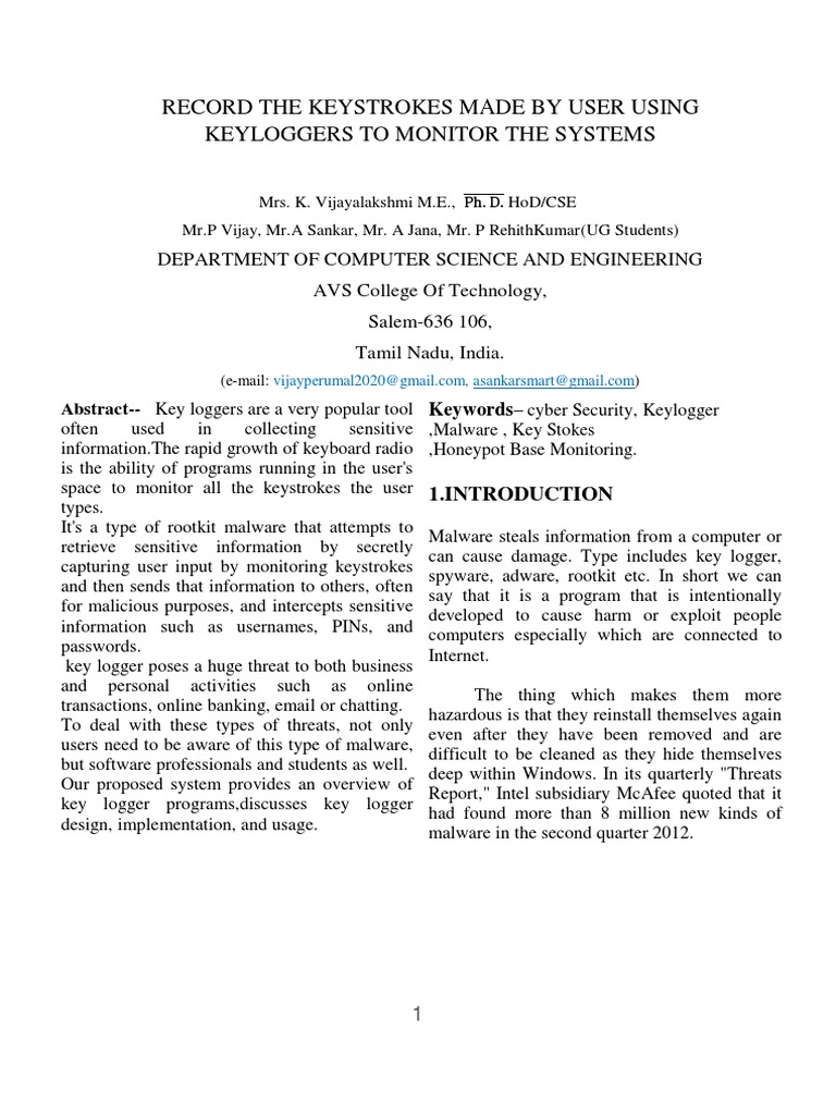 Record The Keystrokes Made by User Using Keyloggers To Monitor The ...