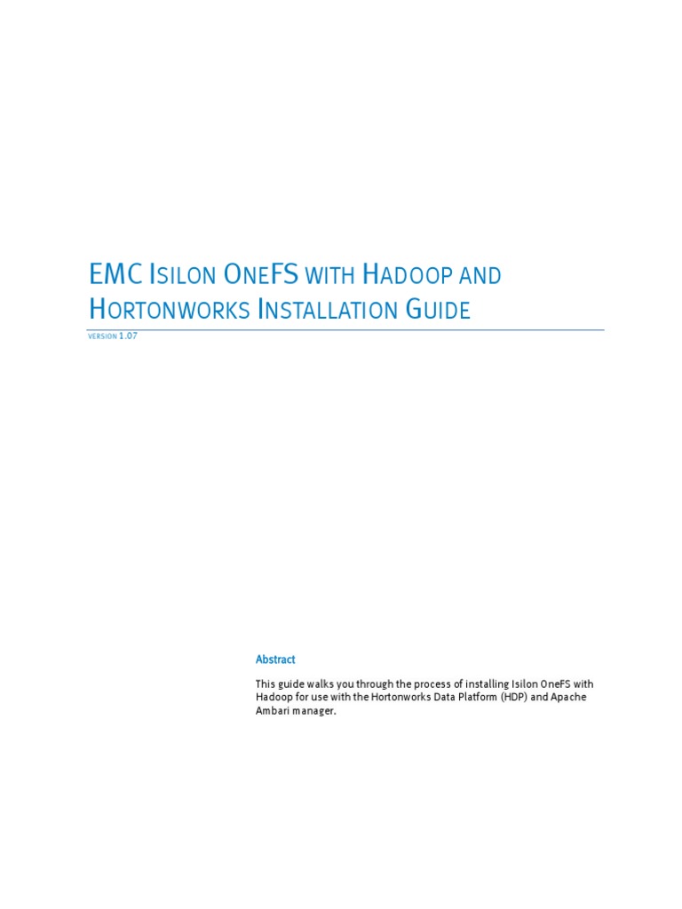 Emc Isilon Onefs With Hadoop and Hortonworks Installation Guide ...
