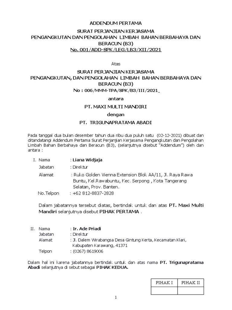 Addendum Pertama PT - MMM-PT - Tpa | PDF