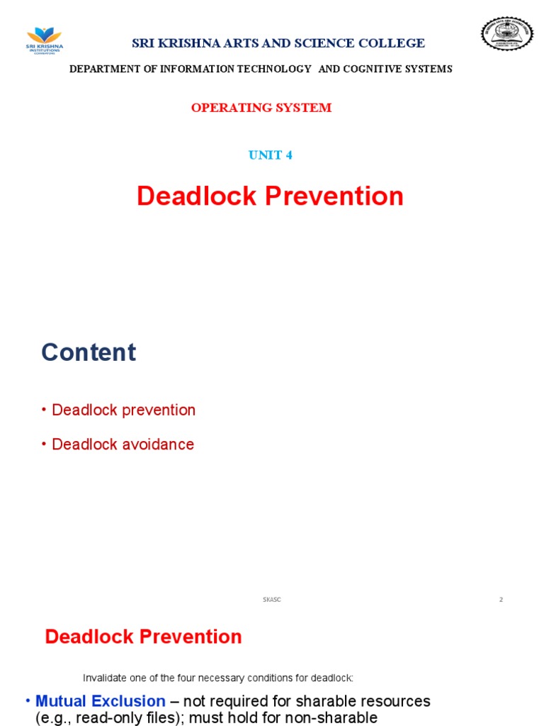 Unit 4 - Deadlock Prevention | PDF | Operating System | Information ...