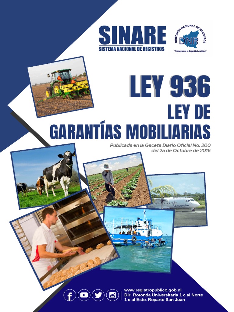 Ley 936: Garantías Mobiliarias en Nicaragua | PDF | Pagos | Posesión (Ley)