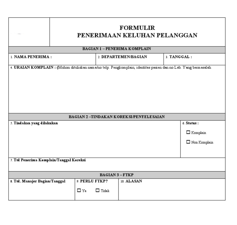 Form Keluhan Pelanggan | PDF