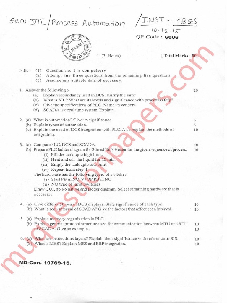 Be-Instrumentation Sem7 Pa Dec15 | PDF