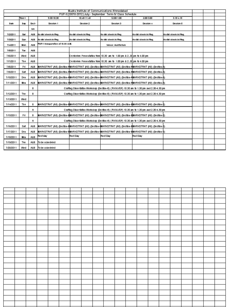 Class Schedule - Term IV | PDF