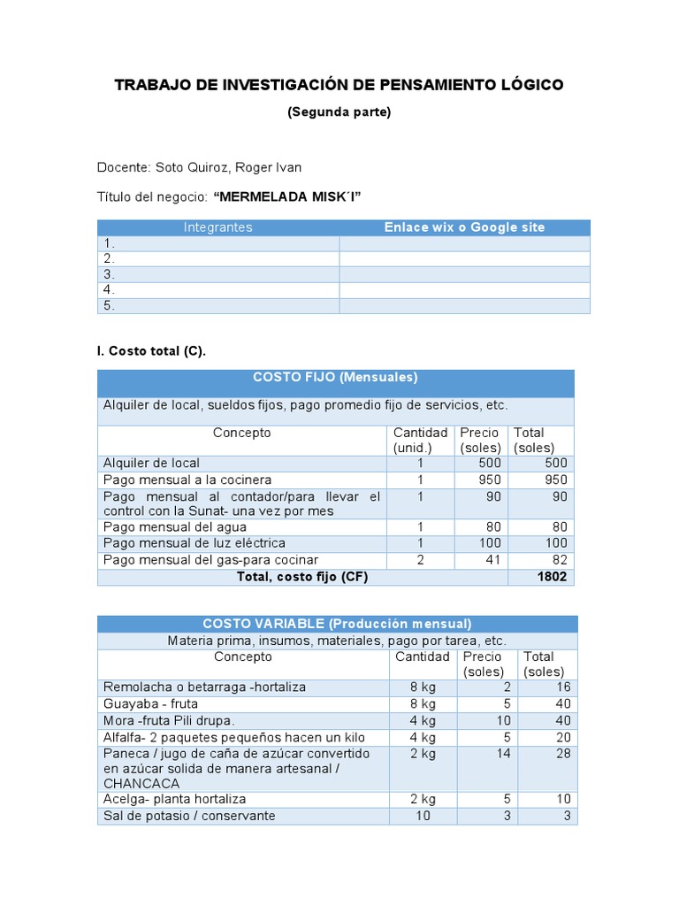 Modelo Trabajo de Investigación de Pensamiento Lógico (Segunda Parte) | PDF