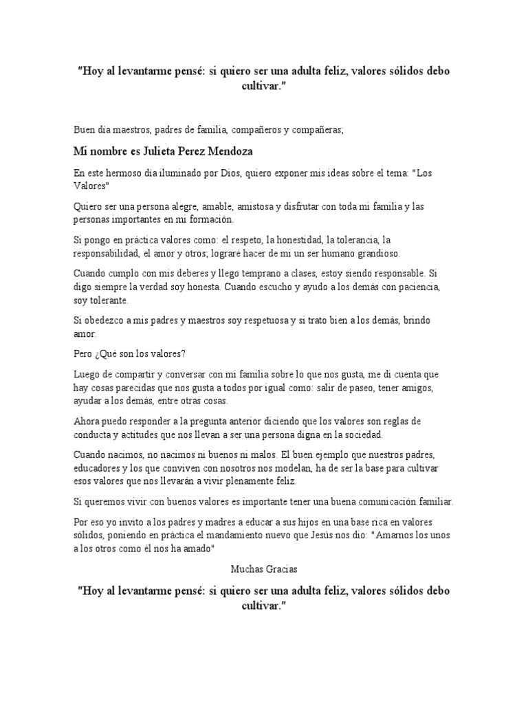 Oratoria Los Valores | PDF | Amor | Tolerancia