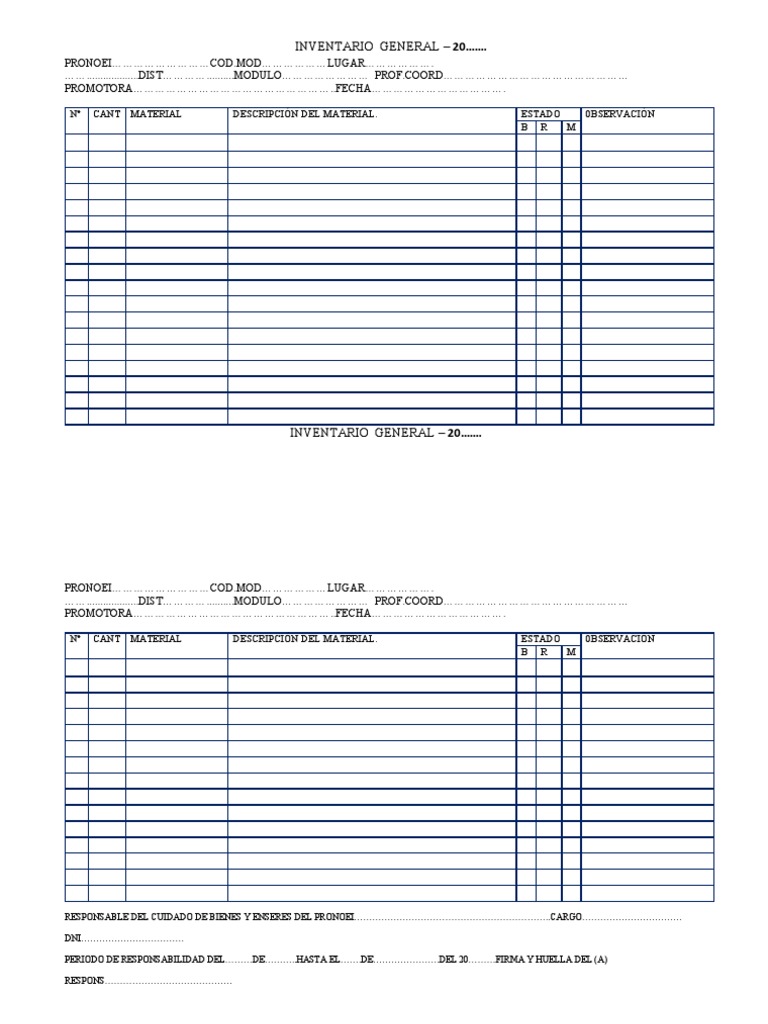 Formato Inventario General 2022 | PDF