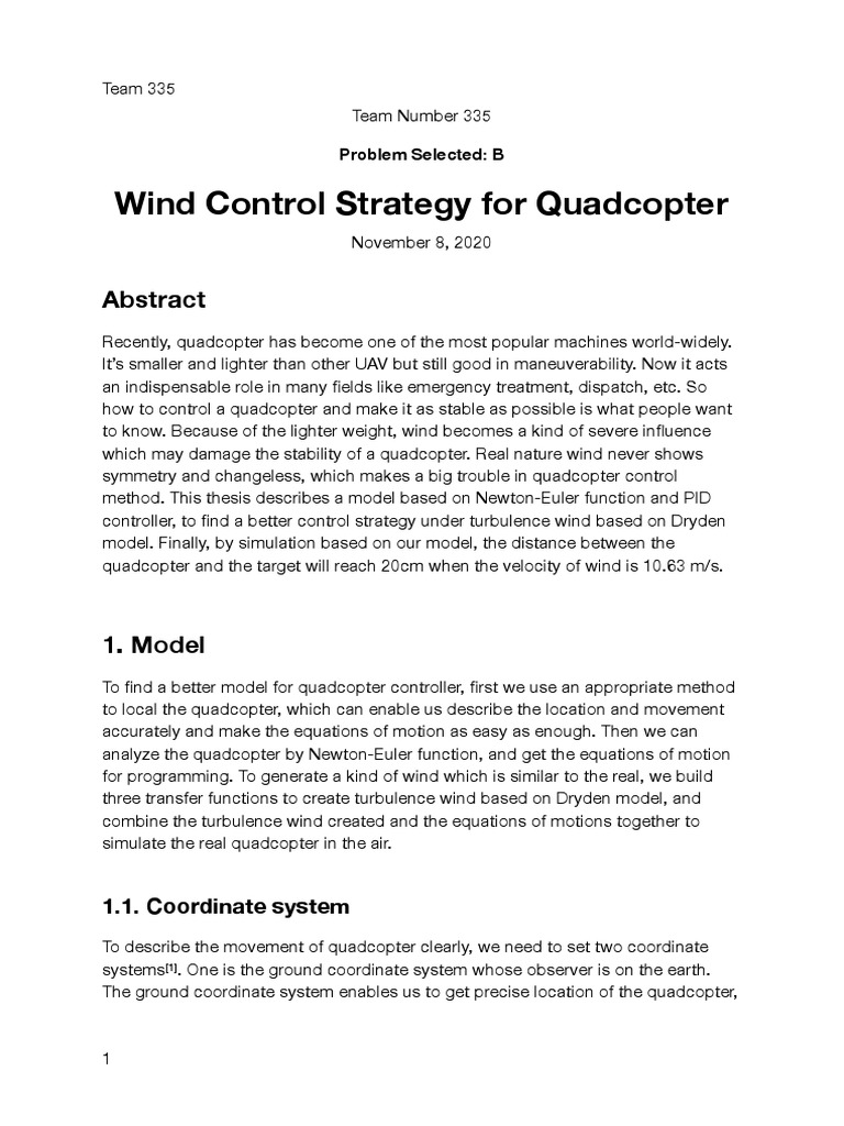Quadcopter Stability in Wind | PDF | Control Theory | Torque
