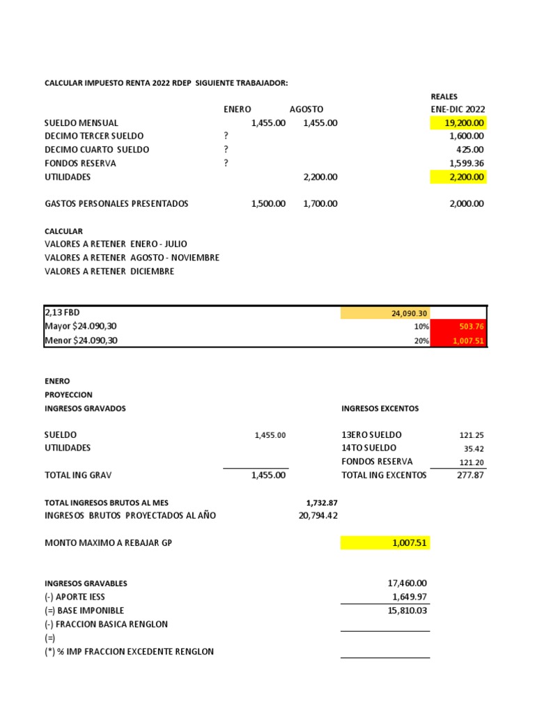 Ejercicio Clase Rdep 2022 | PDF | Impuesto sobre la renta | Impuestos