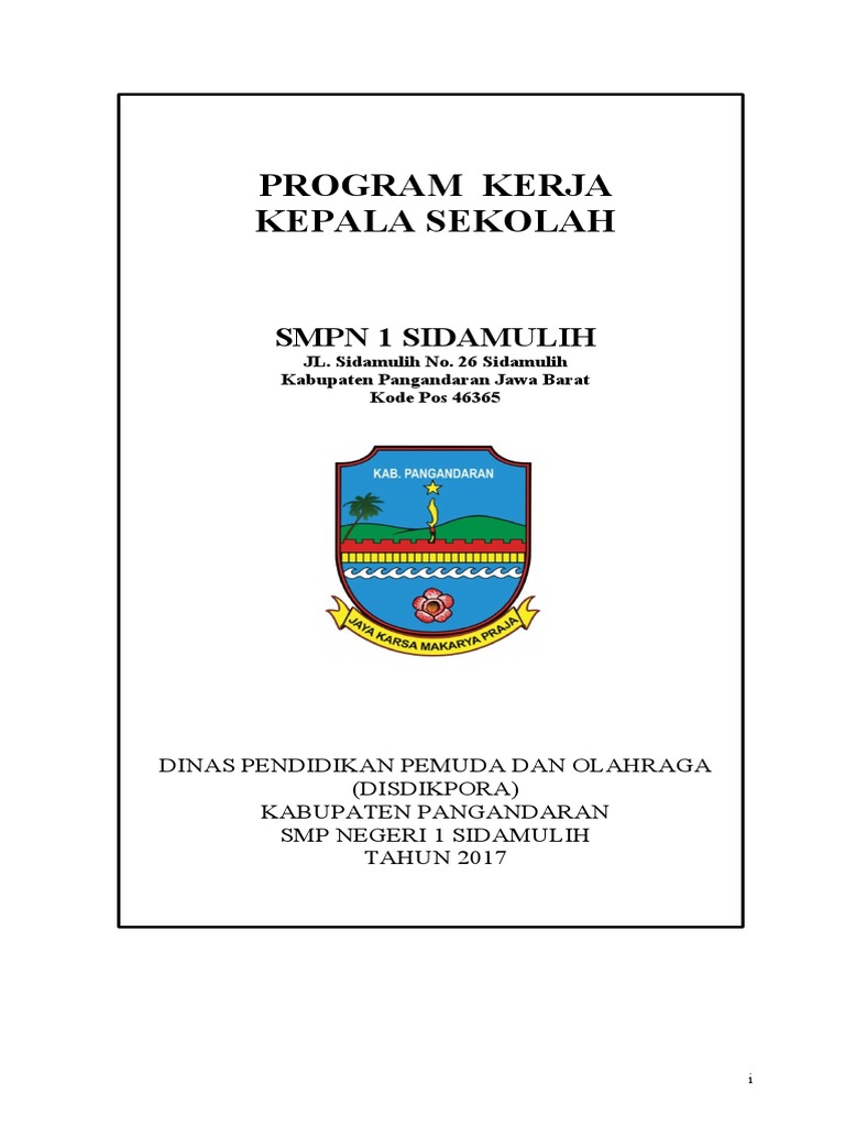 Program Kerja Kepala Sekolah | PDF