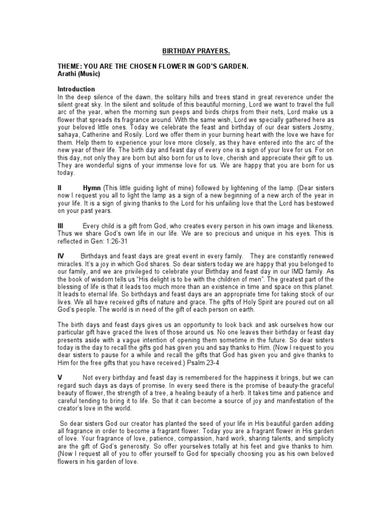Birth Day Prayers-Sj | PDF | Prayer | Love