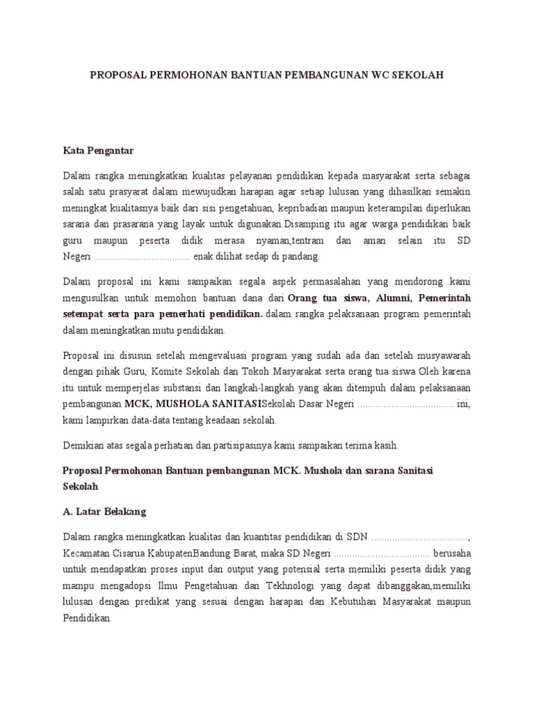Proposal WC Sekolah | PDF
