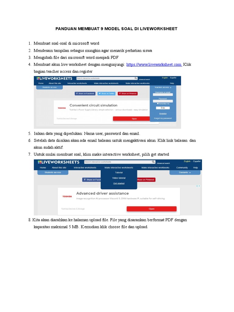 Panduan Membuat Liveworksheet | PDF