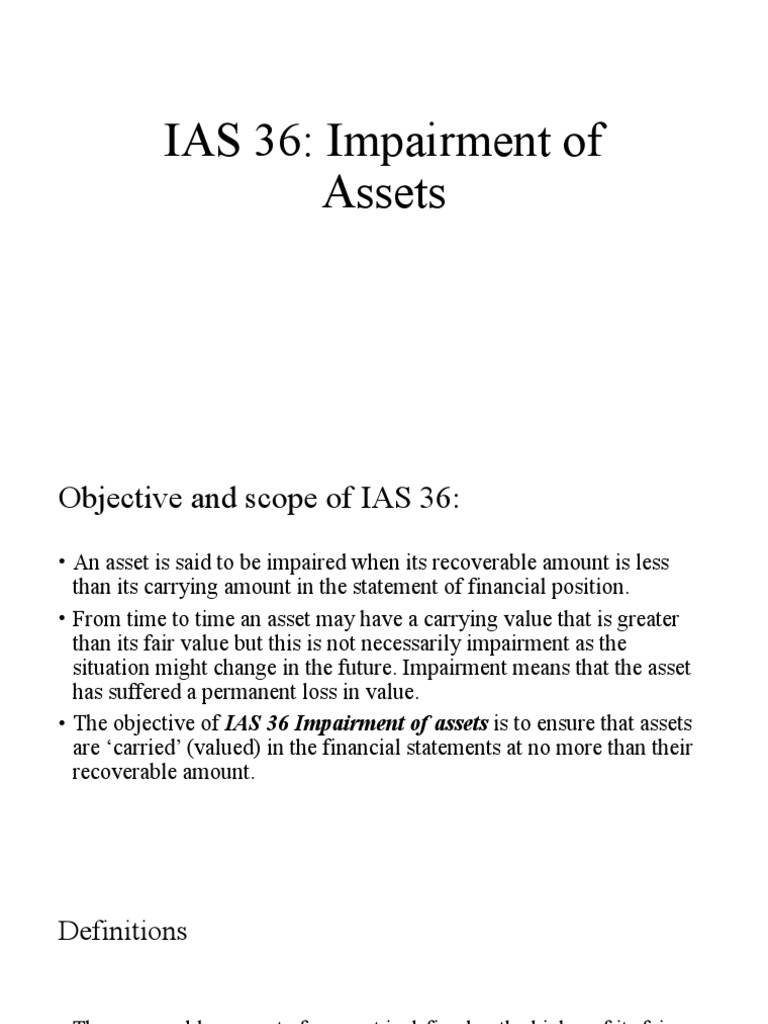IAS 36: Asset Impairment Guidelines | PDF | Depreciation | Book Value