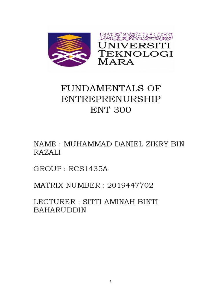 Assignment Ent | PDF | Entrepreneurship