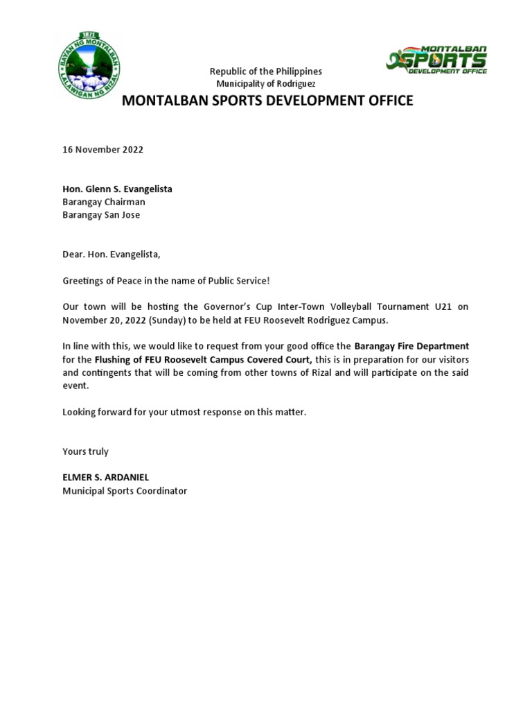 Brgy Fire Department Request | PDF