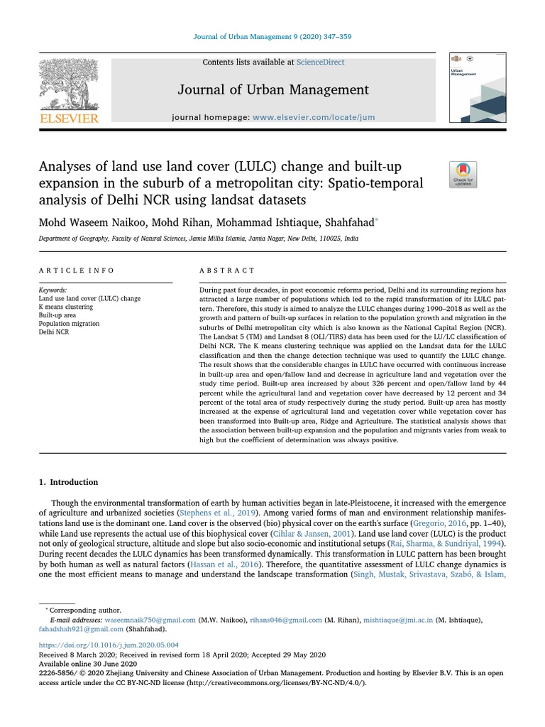 Journal of Urban Management: Sciencedirect | PDF | Earth Sciences
