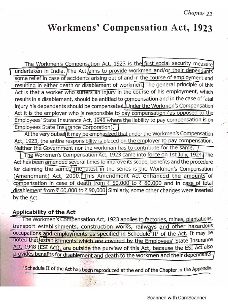 Chapter 22 - Workmen Compensation Act | PDF