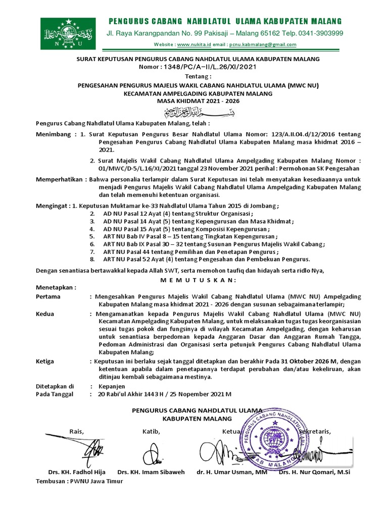 1348 SK MWC Nu Ampelgading | PDF