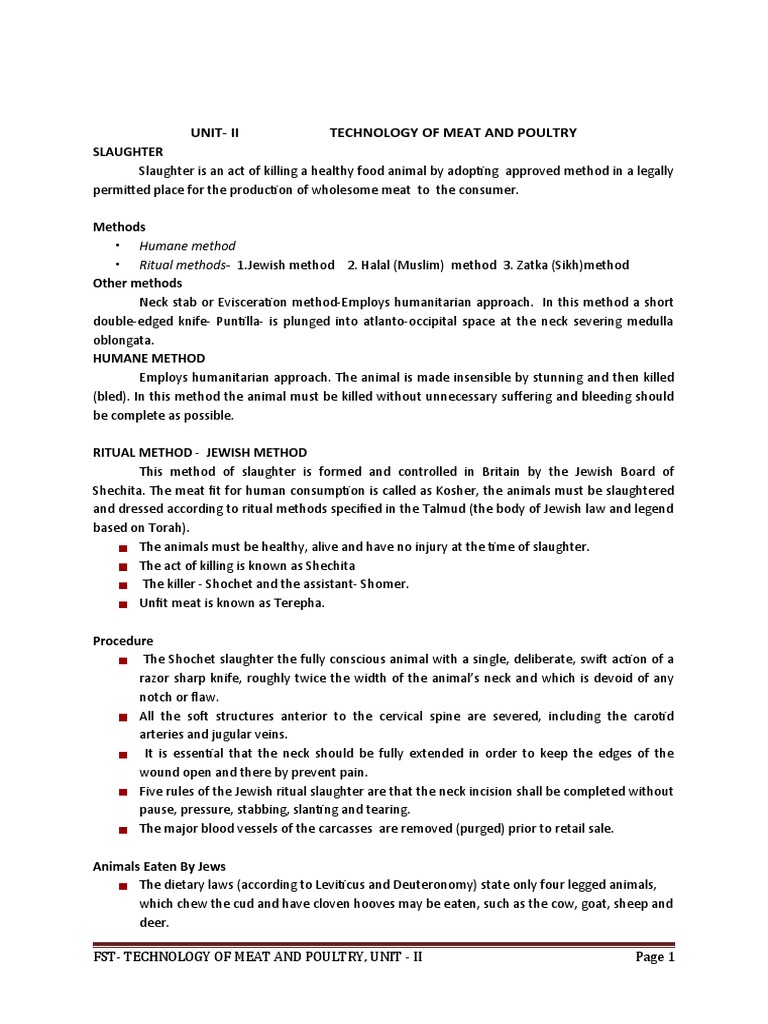 Food Science Unit 2 | PDF | Cattle | Animals And Humans