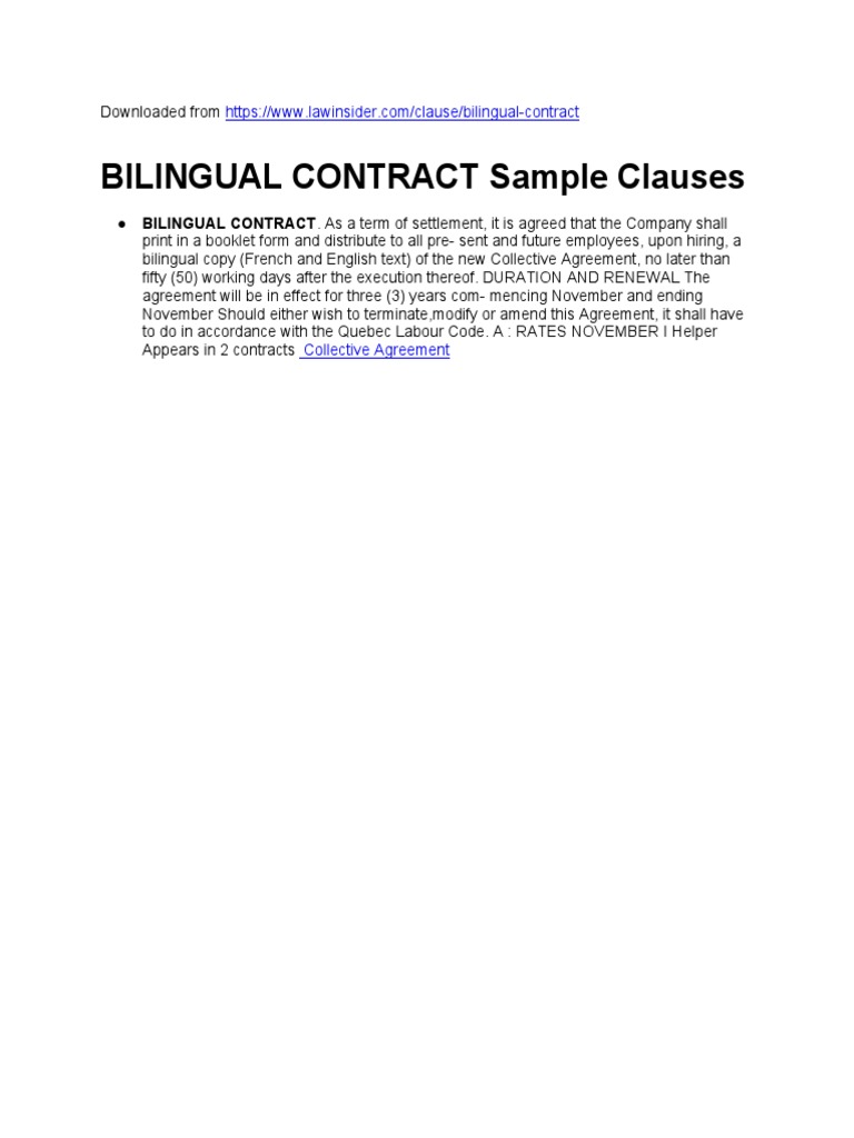 Law Insider Bilingual-Contract Clause | PDF