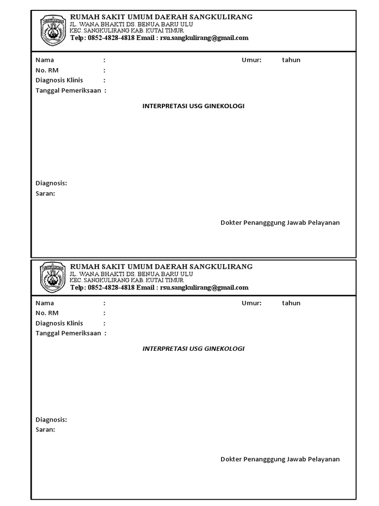 Form USG Ginekologi | PDF