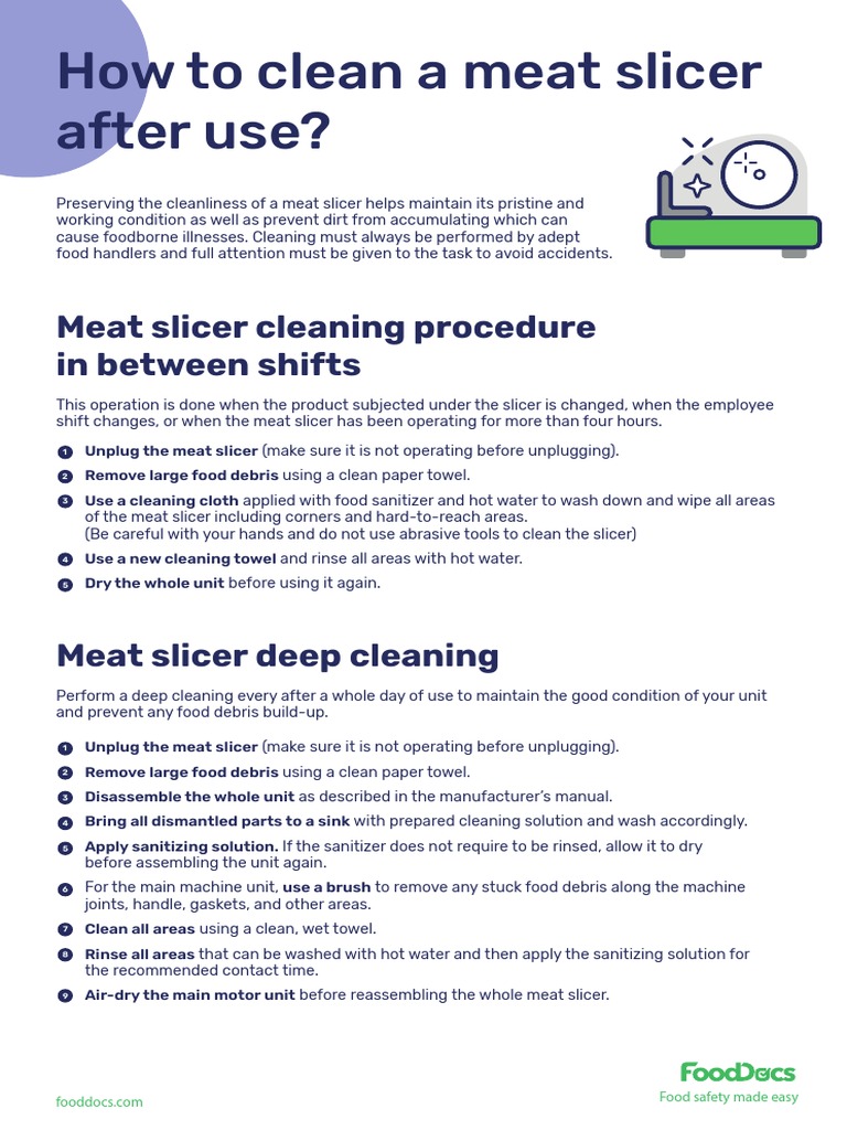 Meat Slicer Cleaning Guide | PDF