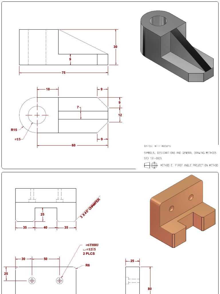 CATIA V5 Practice Part Drawings | PDF