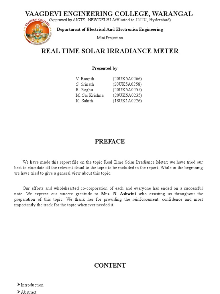 Mini Project Ranjith | PDF | Solar Power | Solar Panel