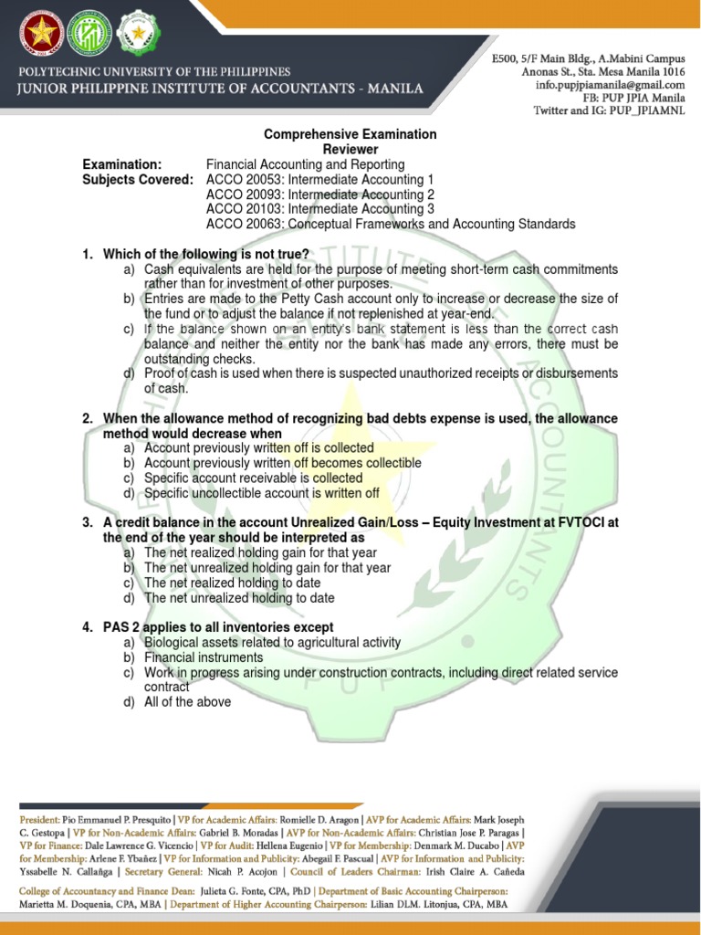 Financial Accounting Exam Review Guide | PDF | Historical Cost | Stocks