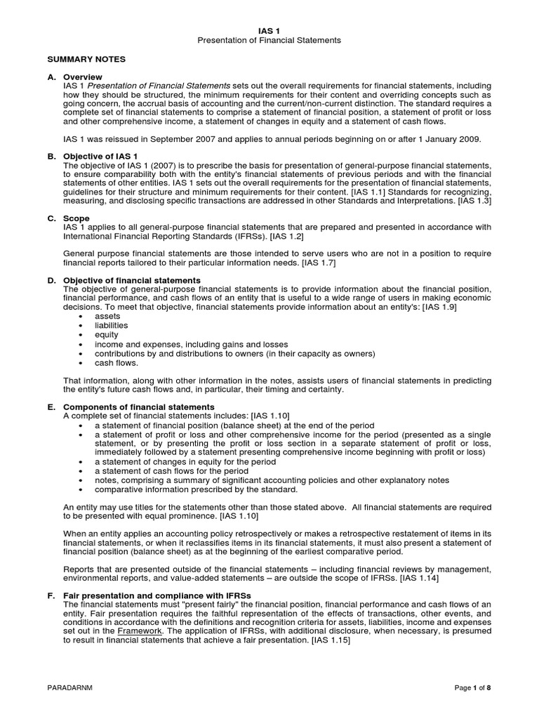 IAS 1 Financial Statement Guidelines | PDF | International Financial ...