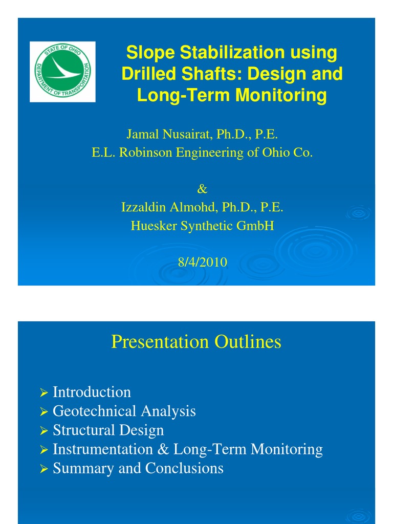 3 Drilled Shafts For Slope Stabilization GeoHazards-2010 Final | PDF ...