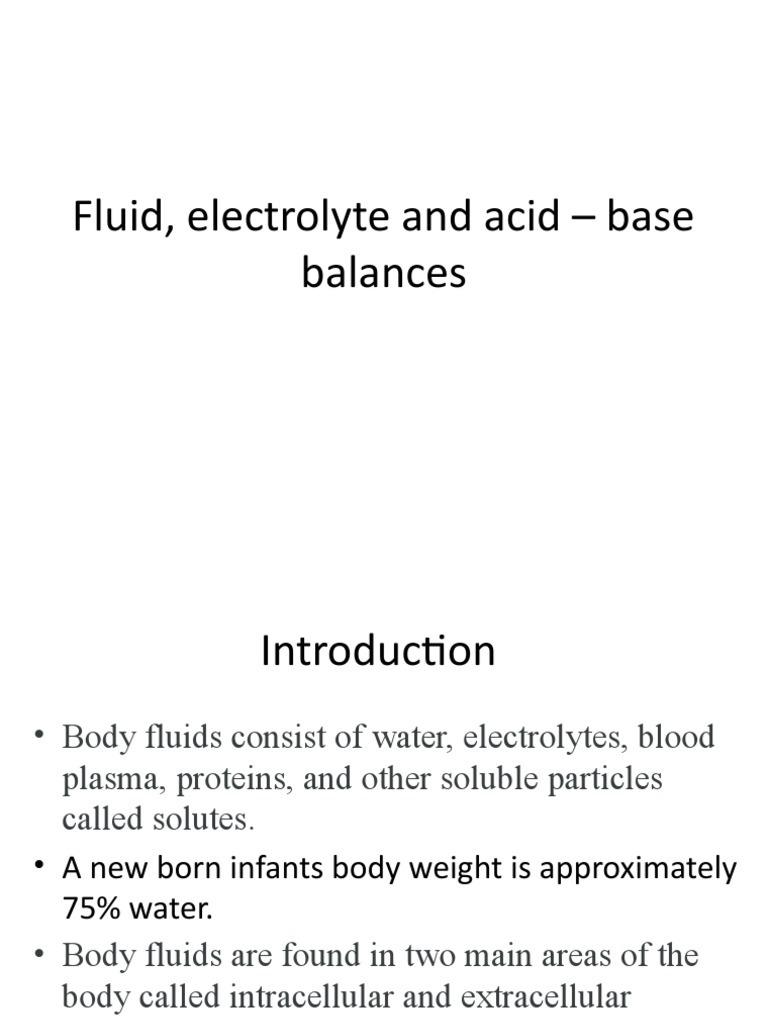 Fluid, Electrolyte and Acid - Base Balances | PDF | Edema | Dehydration