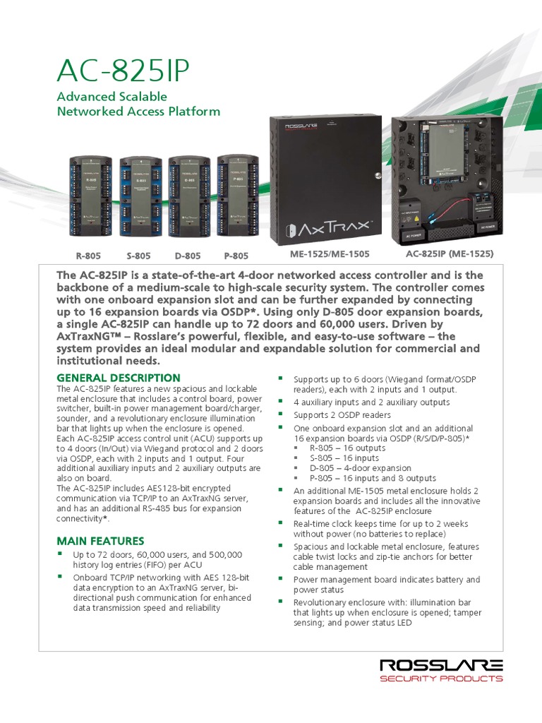 Fisa Tehnica Centrala Control Acces Rosslare AC-825IP | PDF ...