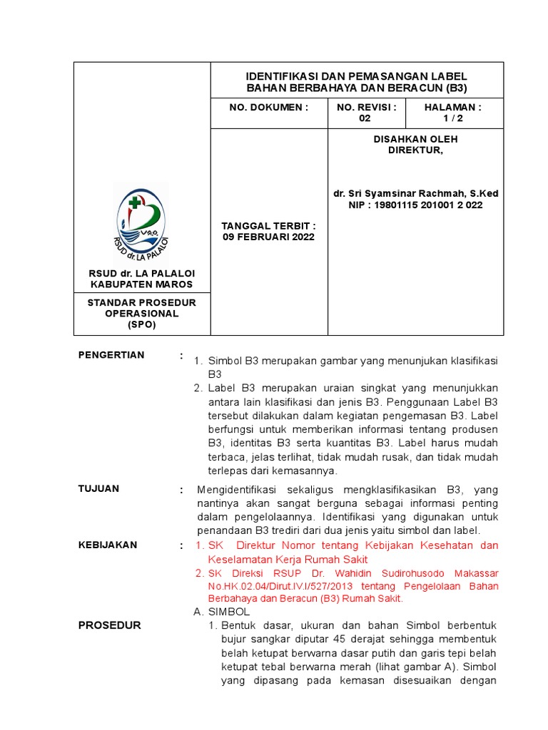 SPO K3. Identifikasi Dan Pemasangan Label | PDF