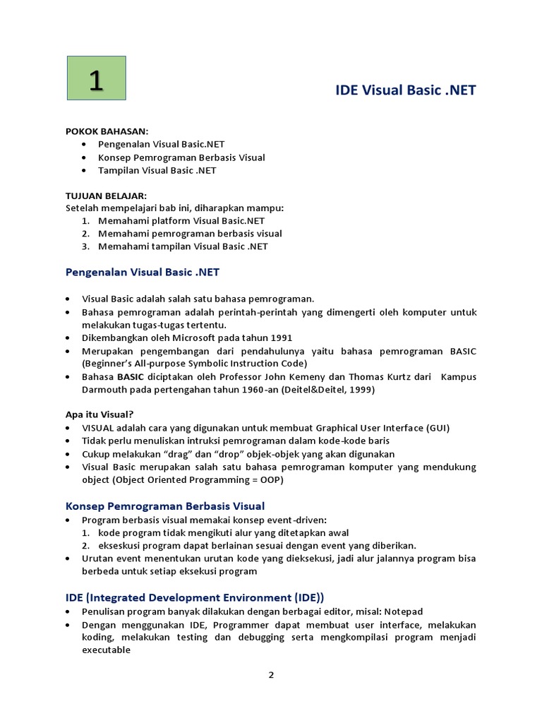 1 Pengenalan Visual Basic Net 1-9 | PDF