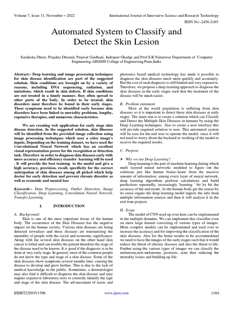 Automated System To Classify and Detect The Skin Lesion | PDF | Machine ...