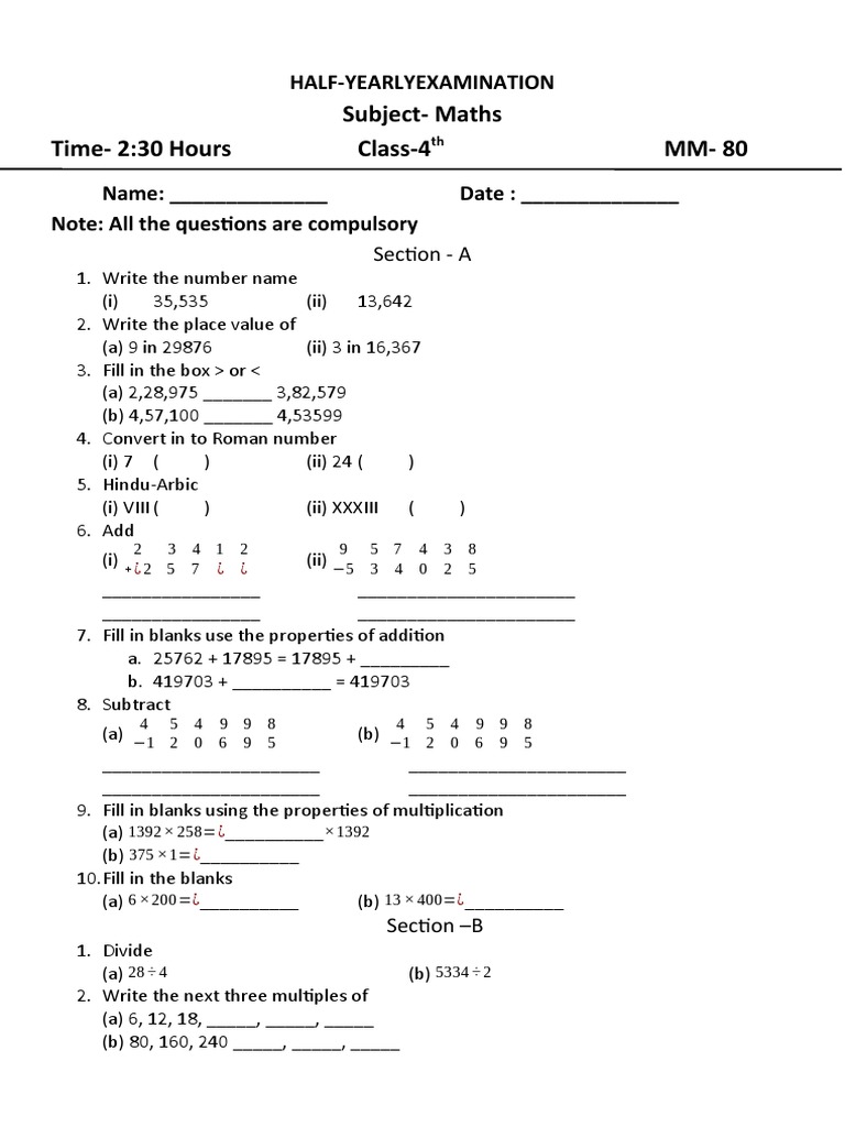 4 Maths | PDF | Elementary Mathematics | Arithmetic