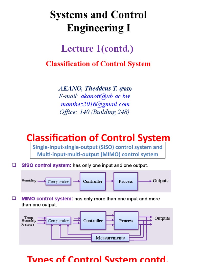 Week 1 - L1 (B) - Classification of Control System | PDF | Control ...