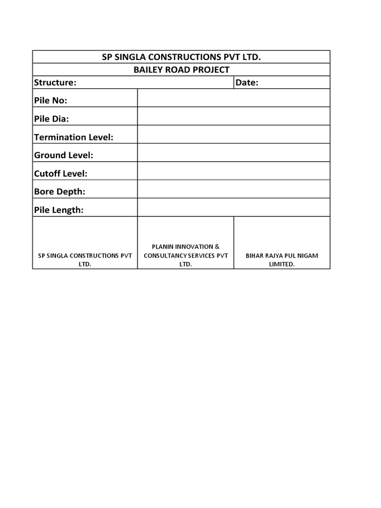 Bailey Road Project Pile Details | PDF