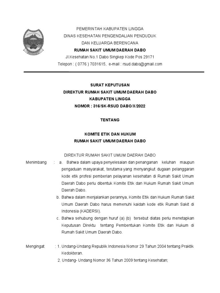 SK Komite Etik | PDF | Griya & Taman