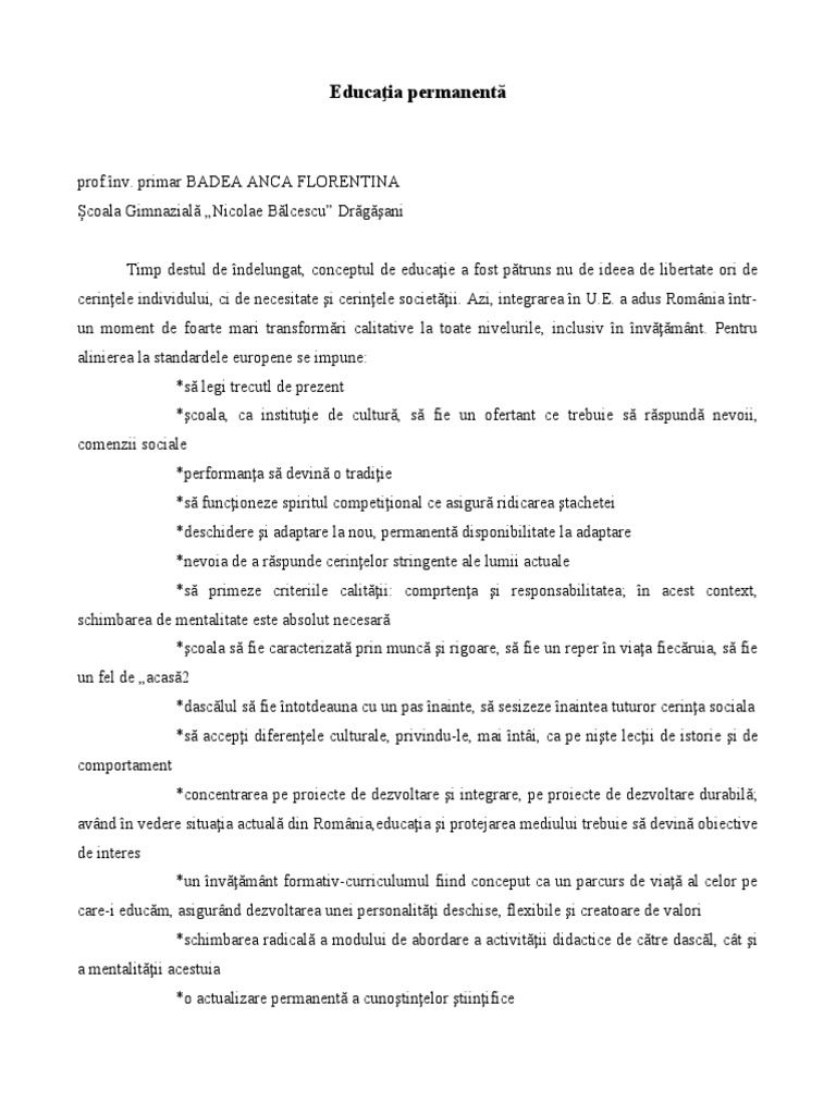 Educatia Permanenta | PDF