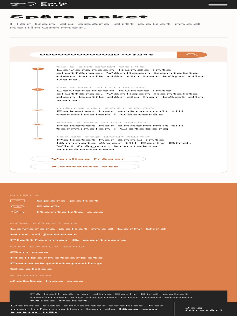 Spåra Paket - Early Bird Delivery | PDF