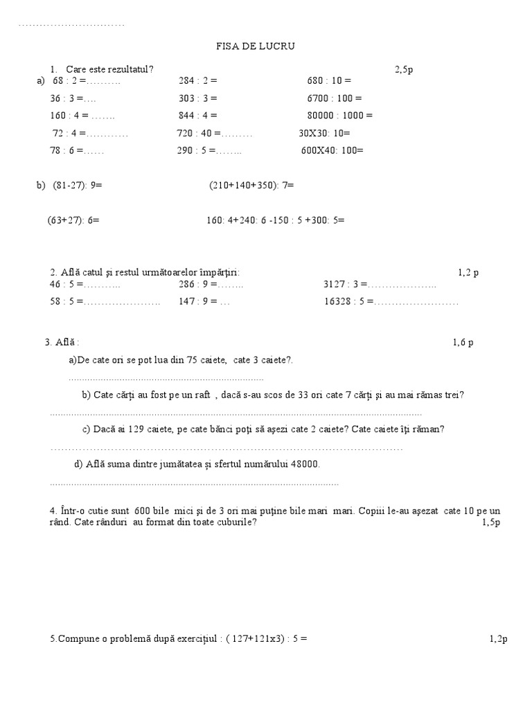 Fisa Impartire A 0 1000 | PDF
