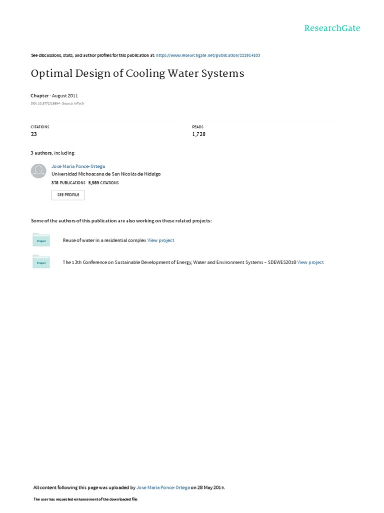 Optimal Cooling Water System Design | PDF | Heat | Heat Exchanger