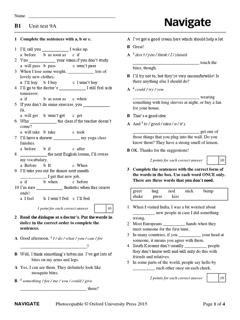 B1 Unit Test 9 | PDF